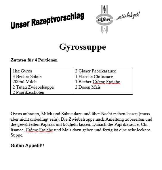 Rezeptvorschläge | Qualitätsfleischerei Alfert