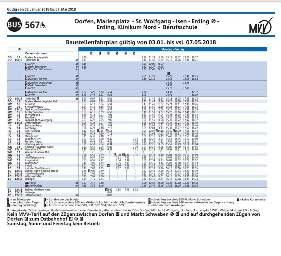BUS 567 Dorfen-Isen-Erding und zurück- Achtung-